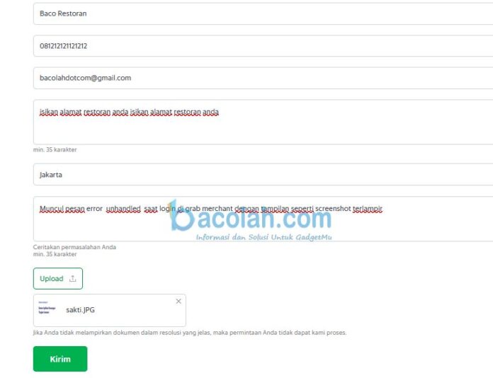Cara Mengatasi Login Error Grab Merchant - Bacolah.com
